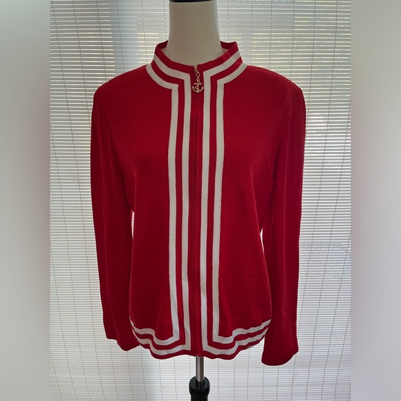 St. John | Jackets & Coats | St John Red Knit Blazerjacket With Anchor ...